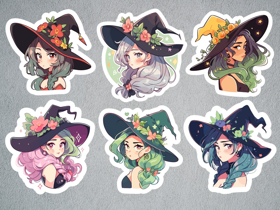 Colorful Witch Sticker, Vivid Colored Witch Sticker, Cute Witch Sticker ...