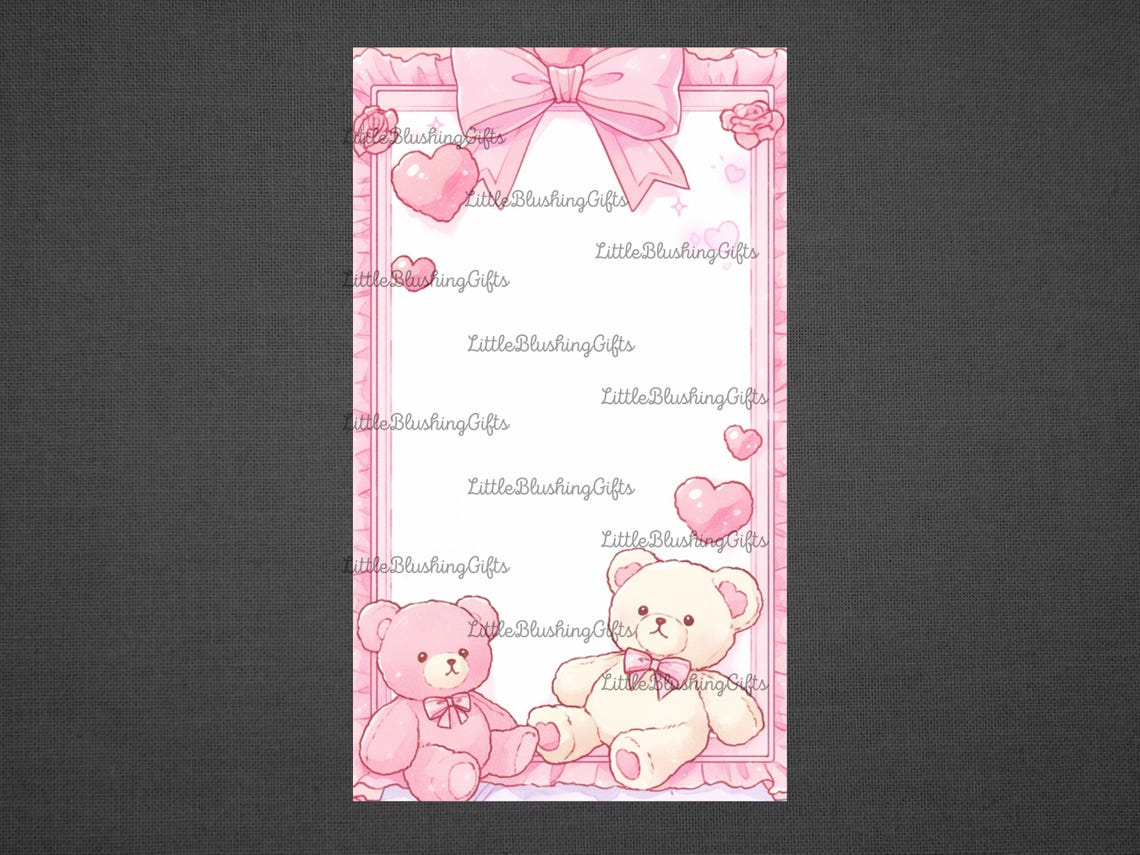 Cute Teddybear Valentines Notepad, Teddybear Notepad, Valentines Day ...