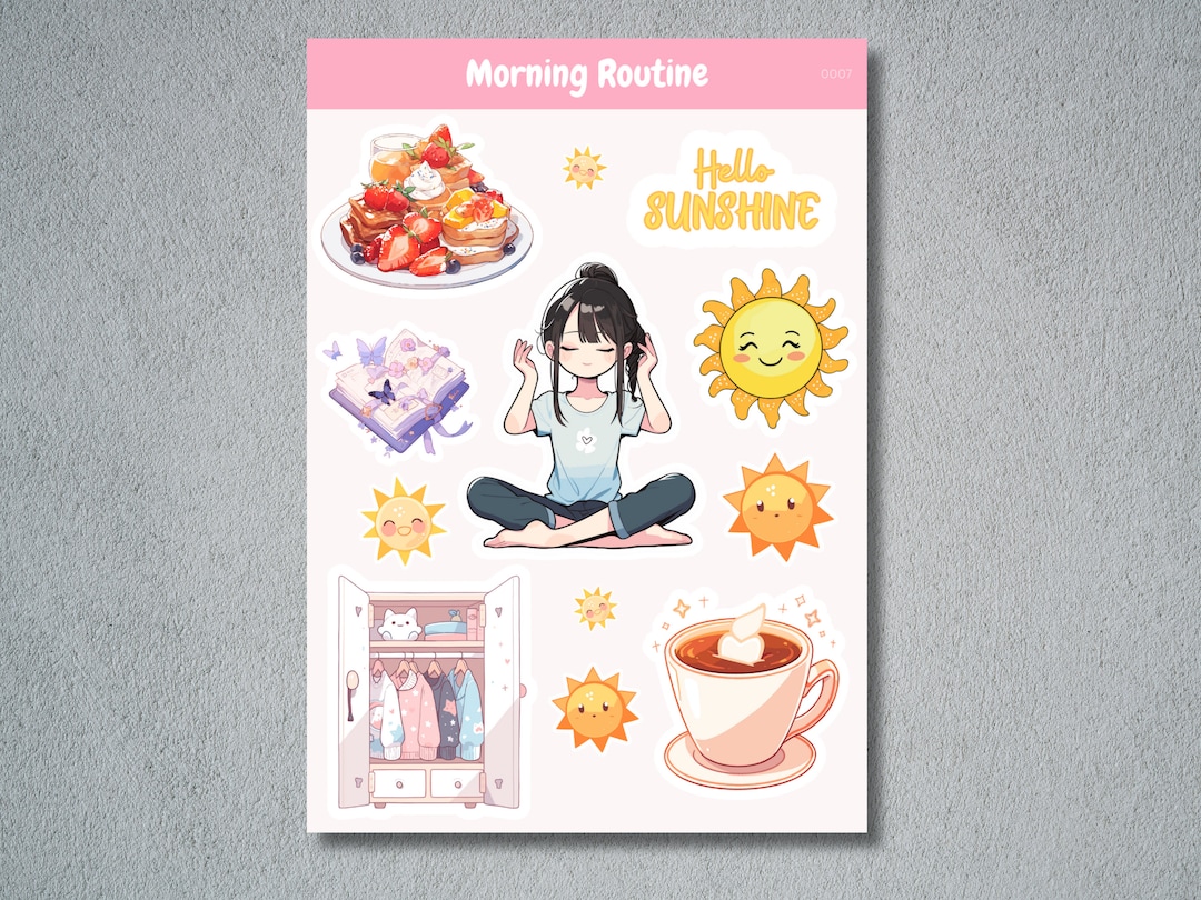 Cute Morning Routine Stickersheet, Morning Time Routine Stickers ...