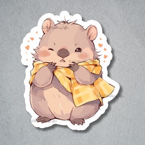 Cute Wombat Sticker, Chonky Wombat Sticker Set, Wombat With Scarf ...