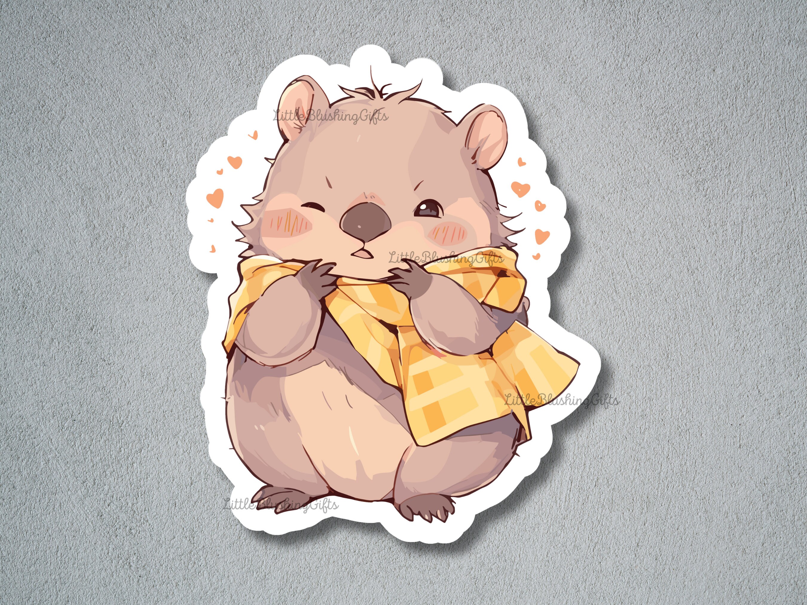 Cute Wombat Sticker, Chonky Wombat Sticker Set, Wombat With Scarf ...