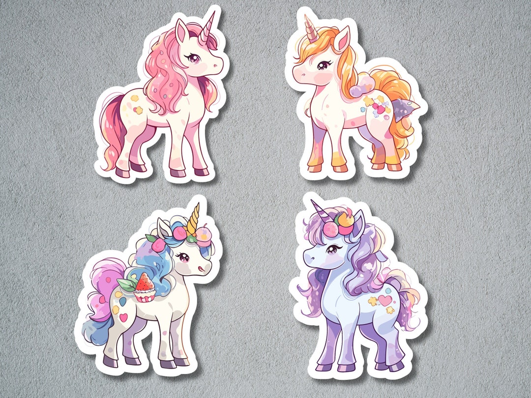 Cute Unicorn Stickers, Unicorn Sticker Set, Fantasy Sticker, Fantasy ...