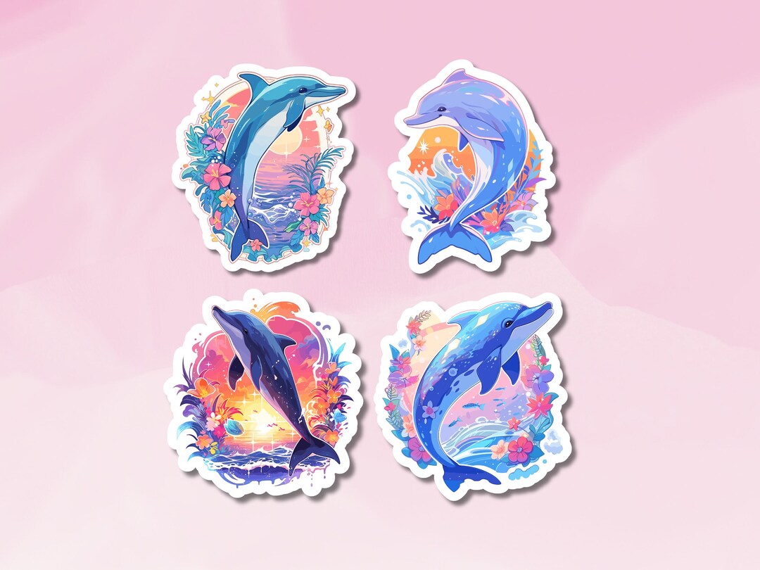 Cute Dolphin Stickers, Dolphin Sticker Set, Animal Sticker, Sea Animal ...