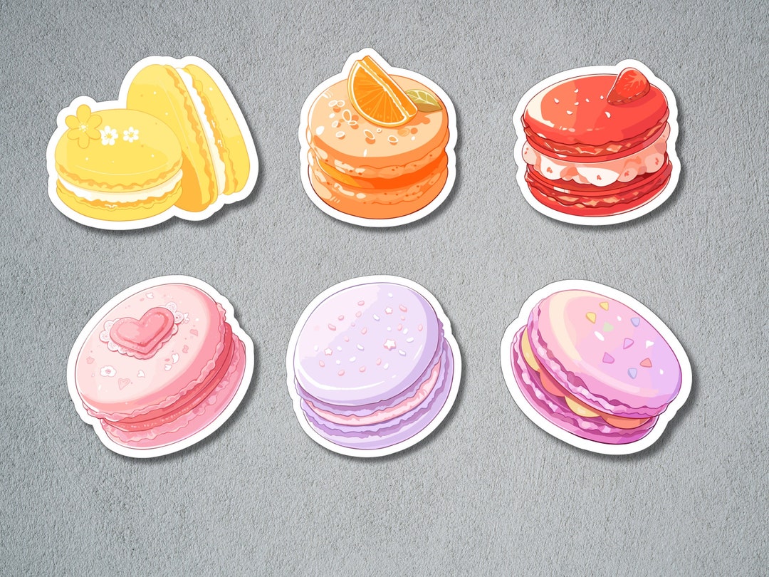 Cute Macaron Sticker, Food Stickers, Glossy Die-cut Sticker, Decorative ...