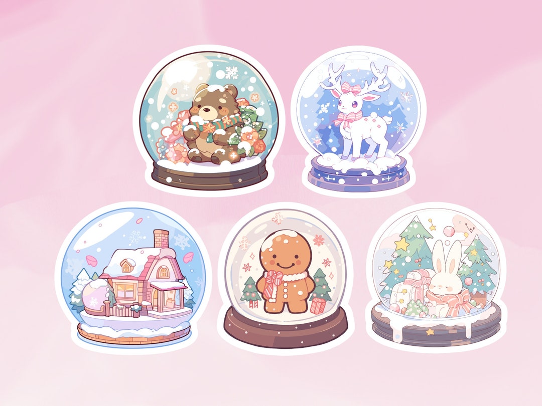 Cute Snowglobe Sticker Set, Snowglobe Stickers, Adorable Decorative ...