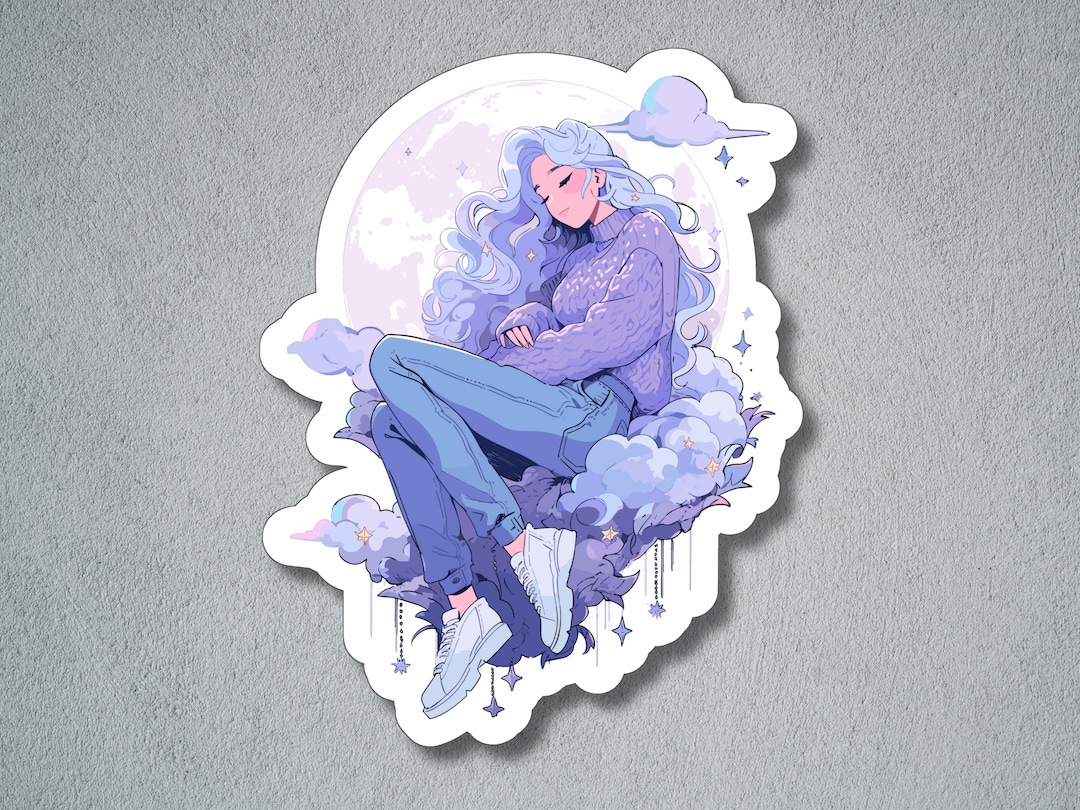 Dreamer Sticker, Dreamy Girl Sticker, Celestial Girl Sticker, Girl on ...