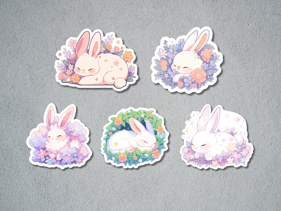 Cute Bunny Stickers, Bunny Sticker Set, Animal Sticker, Grass Animal ...