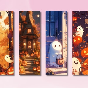 Cute Jack-o-lantern Bookmarks, Ghost Design, Autumn Design Bookmarks ...
