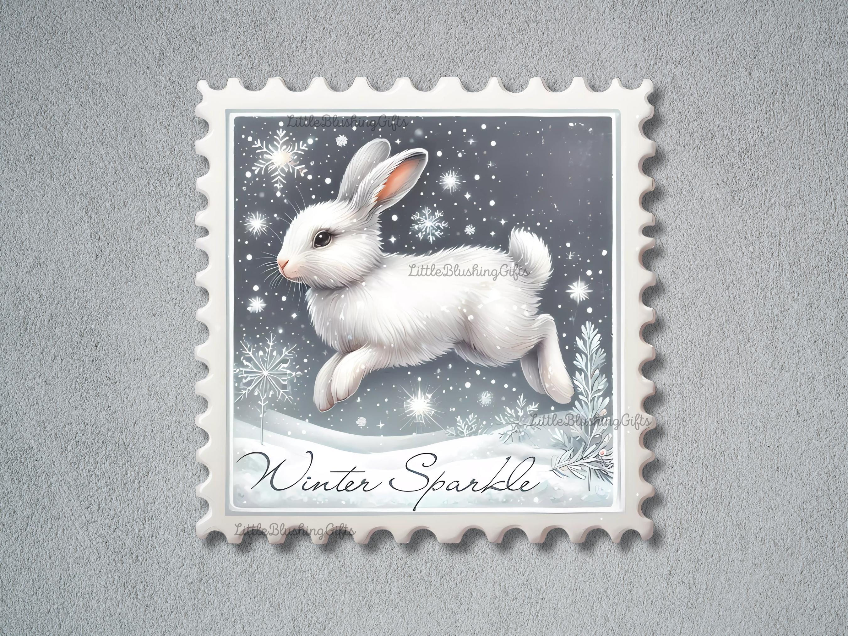 Winter Animal Poststamp Stickers, Cute Winter Animals Sticker, Postage ...