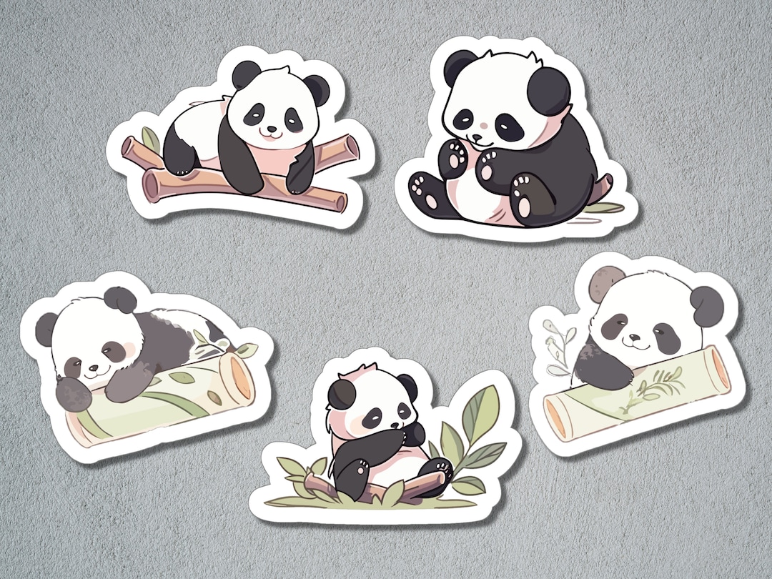 Cute Pandas Stickers, Panda Sticker Set, Animal Sticker, Cute Animal ...