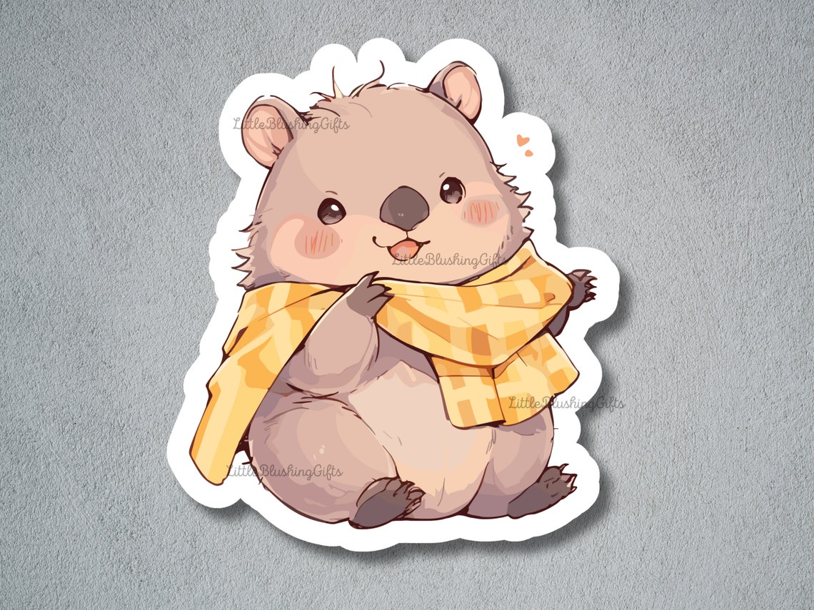 Cute Wombat Sticker, Chonky Wombat Sticker Set, Wombat With Scarf ...