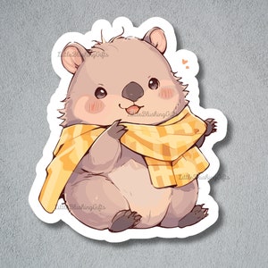 Cute Wombat Sticker, Chonky Wombat Sticker Set, Wombat With Scarf ...