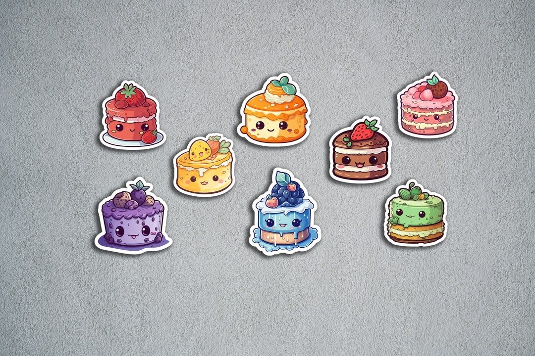Cute Cake Sticker, Food Stickers, Glossy Die-cut Sticker, Decorative ...