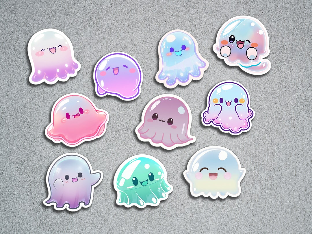 Cute Jelly Ghost Sticker, Ghost Stickers, Glossy Die-cut Sticker ...