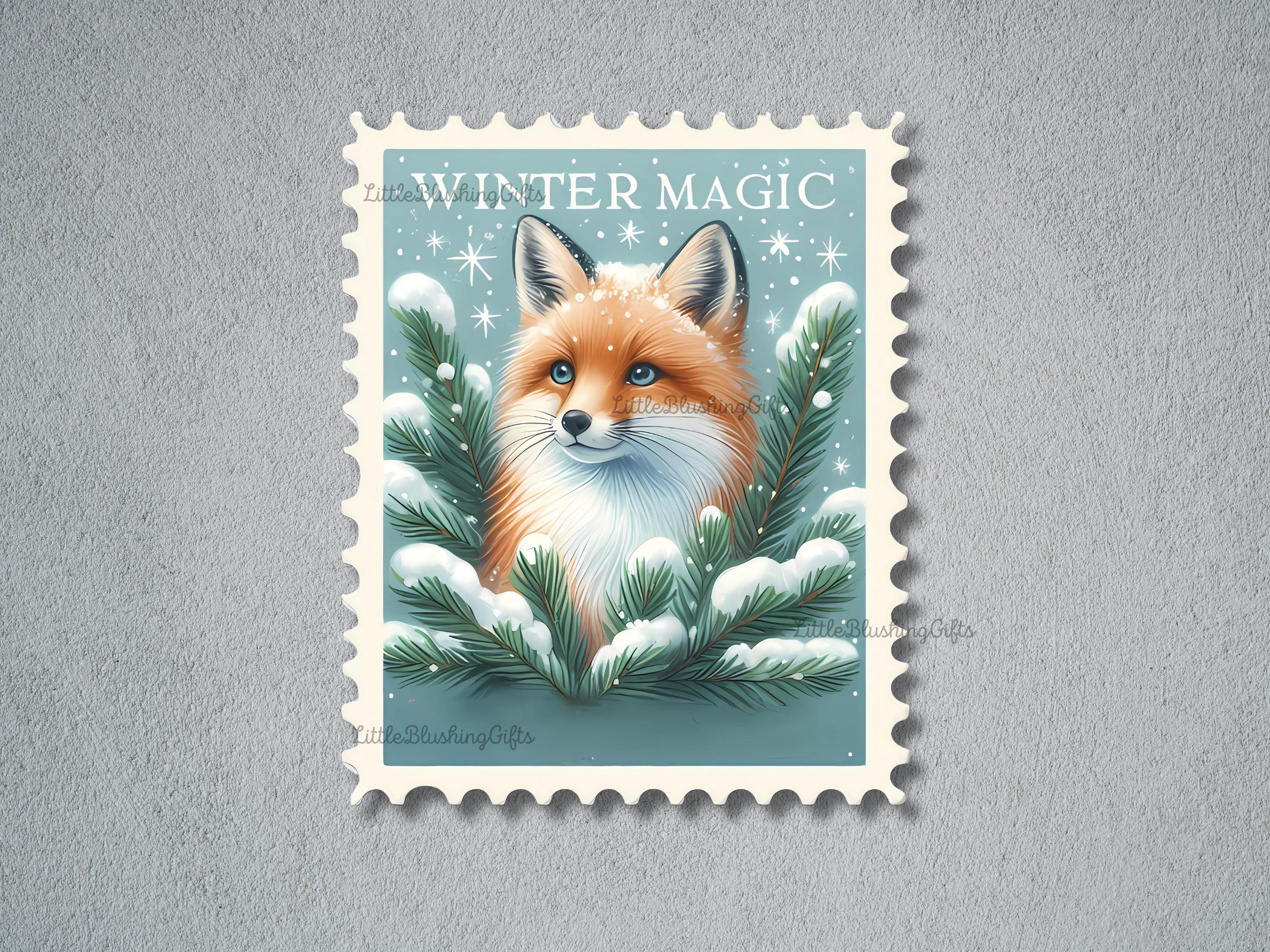 Winter Animal Poststamp Stickers, Cute Winter Animals Sticker, Postage ...