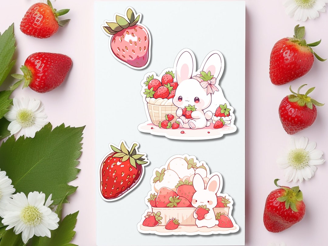 Cute Strawberry Sticker, Strawberry Sticker Set, Decorative Sticker ...