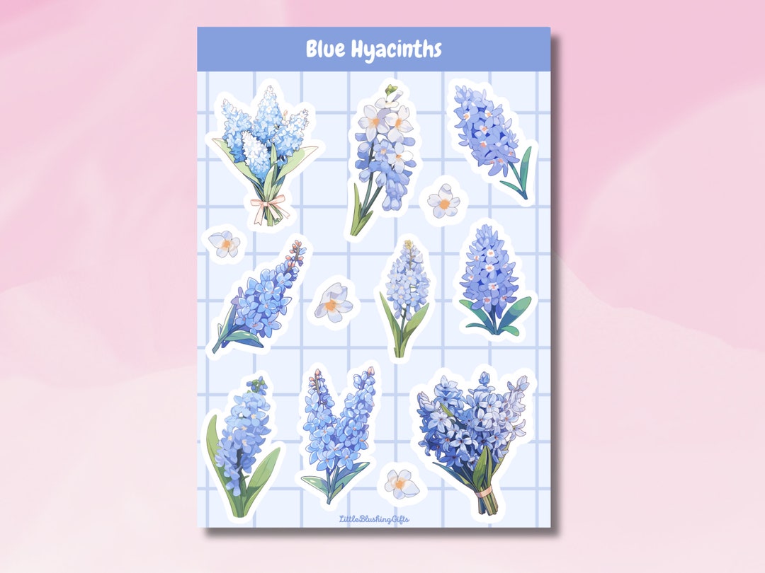 Blue Hyacinths Stickersheet, Flower Stickers, Blue Hyacinth Stickers ...
