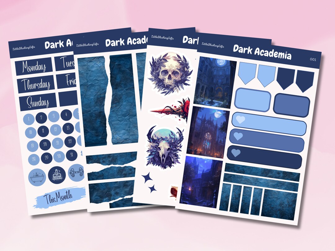 Dark Academia Journaling Kit, Dark Blue Journal and Planner Kit ...