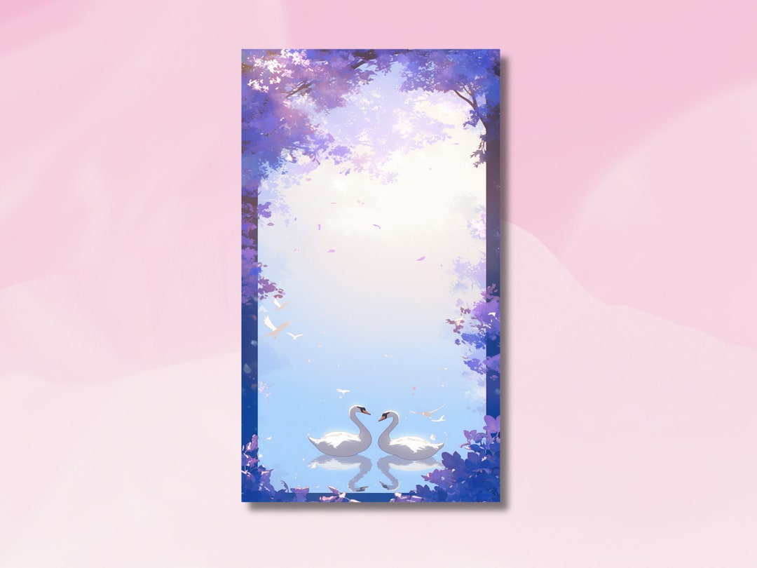 Purple Swan Couple Notepad, Love Swan Notepad, Couple Notepad, Cute Sea ...