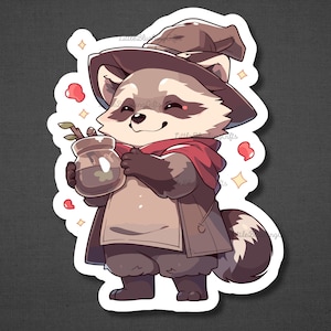 Cute Raccoon Stickers, Raccoon Sticker Set, Animal Sticker, Forest ...