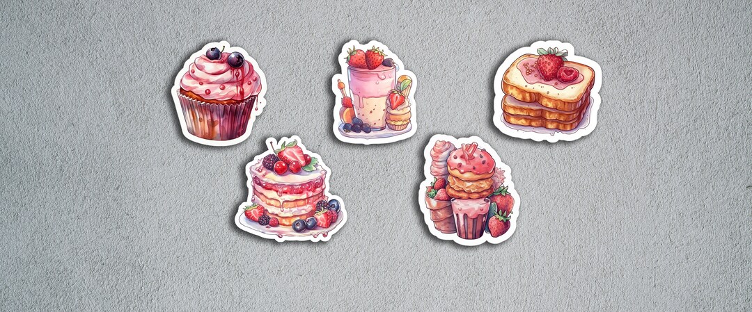 Strawberry Snack Sticker Set, Glossy Sticker Set, Cute Food Sticker ...