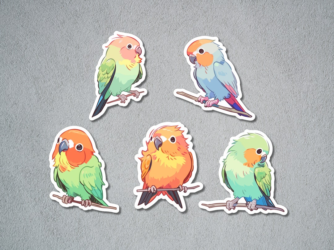 Cute Parrot Stickers, Parrot Sticker Set, Animal Sticker, Cute Animal ...