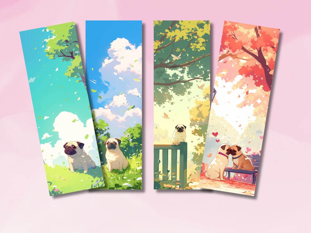 Cute Bookmark, Cute Pug Bookmark, Dog Bookmark, Bookmark Collection ...