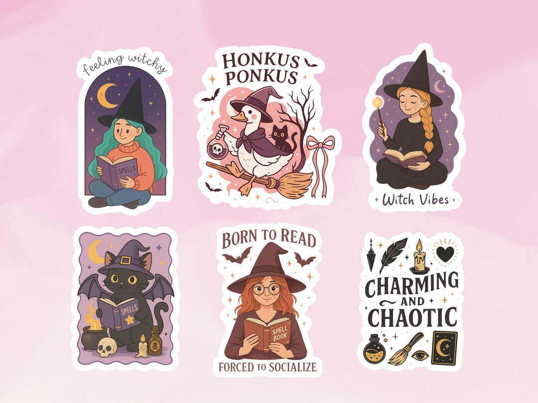 Cute Spooky Magical Sticker, Witchy Vibes Sticker, Goose and Animal ...