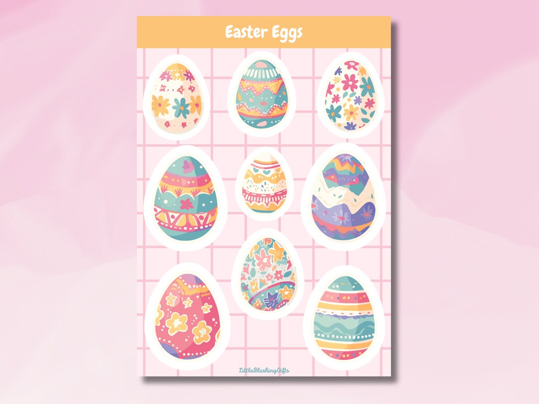 Easter Eggs Stickersheet, A5 Stickersheet, Easter Stickers, Cute Easter ...