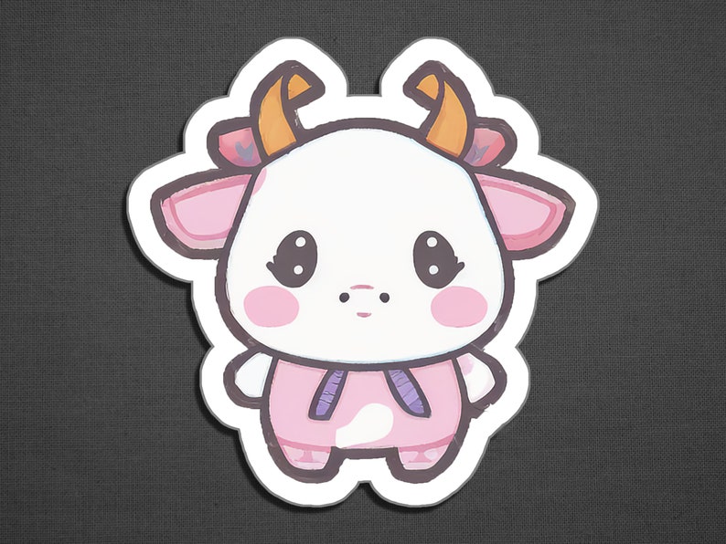 Cute Pink Cow Sticker Set Sticker Set Kawaii Cow Cute - Etsy
