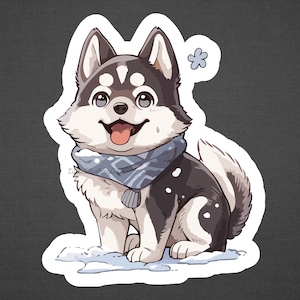Cute Winter Husky Set, Cute Dog Sticker Set, Snowy Husky Sticker ...