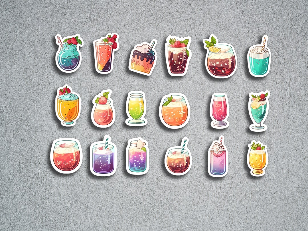 Mystery Drink Sticker Mini Pack - A Surprise Bag of Cute Die-cut Drink ...