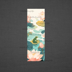 Cute Frog Bookmark, Frog in a Pond Bookmark, Green Bookmarks, Frog ...