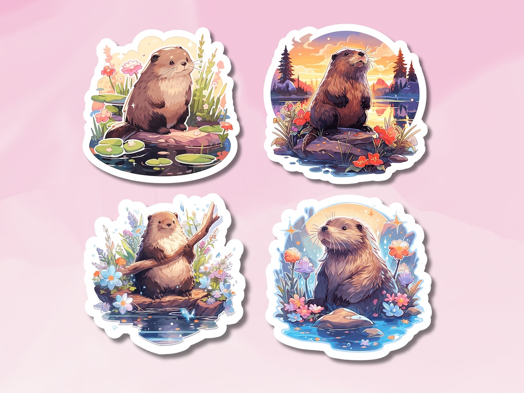 Cute Beaver Stickers, Beaver Sticker Set, Whimsical Beavers, Bujo ...