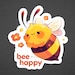 Bee Happy Sticker, Cute Bee Sticker, Spring Bee Sticker, Motivational ...