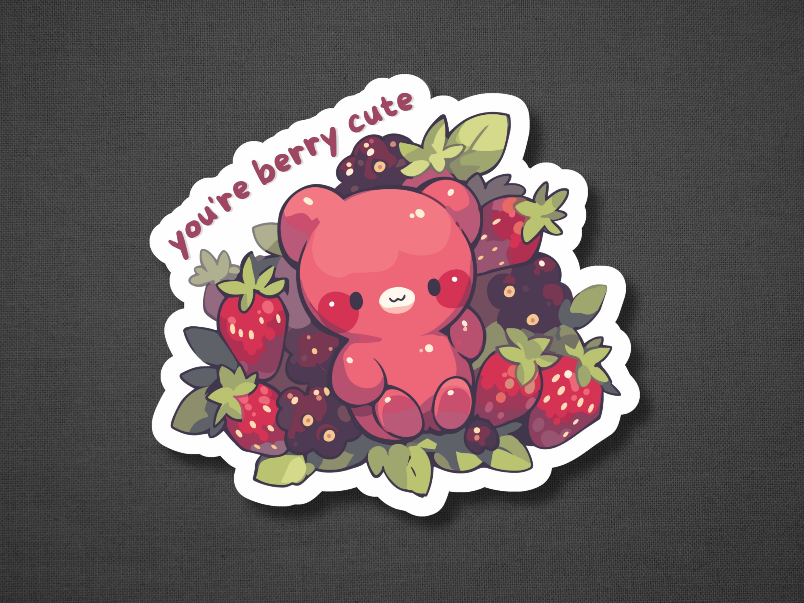 You're Berry Cute Sticker, Berry Sticker, Love Sticker, Cute Bear in ...