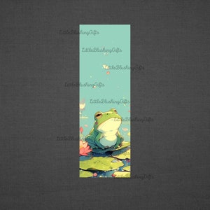Cute Frog Bookmark, Frog in a Pond Bookmark, Green Bookmarks, Frog ...