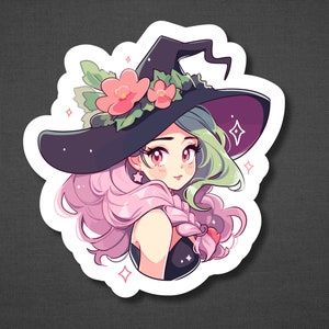 Colorful Witch Sticker, Vivid Colored Witch Sticker, Cute Witch Sticker ...