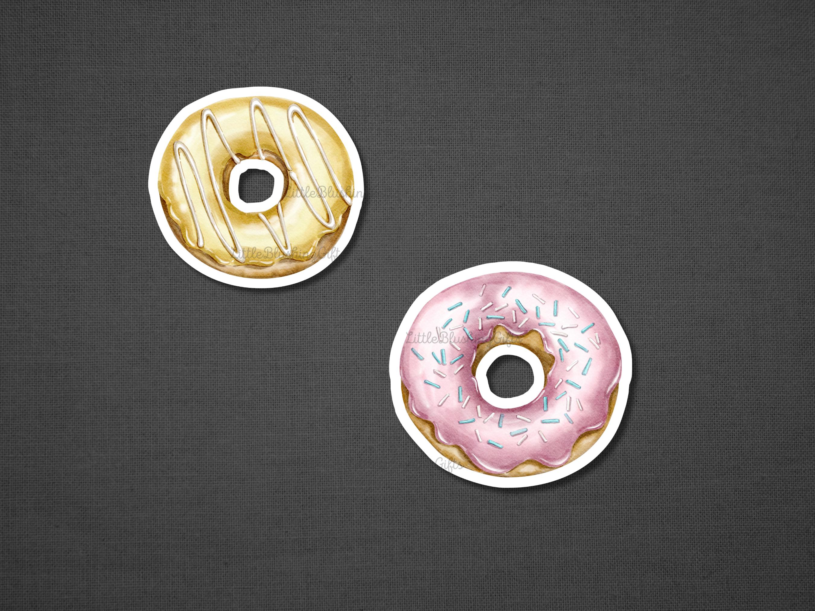 Cute Donut Sticker Pack, Cute Pastel Donuts Sticker Set, Sweet Dessert ...