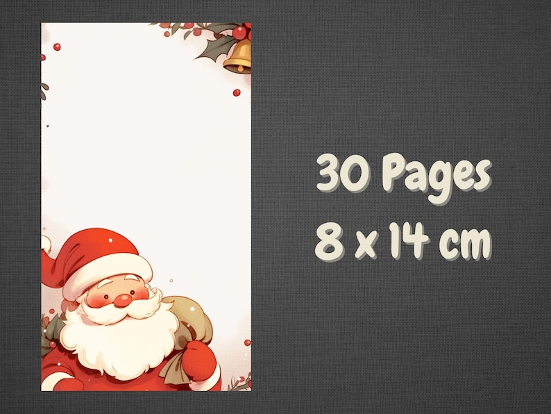 Cute Christmas Festive Notepad, Christmas Santa Claus Notepad, Santa ...