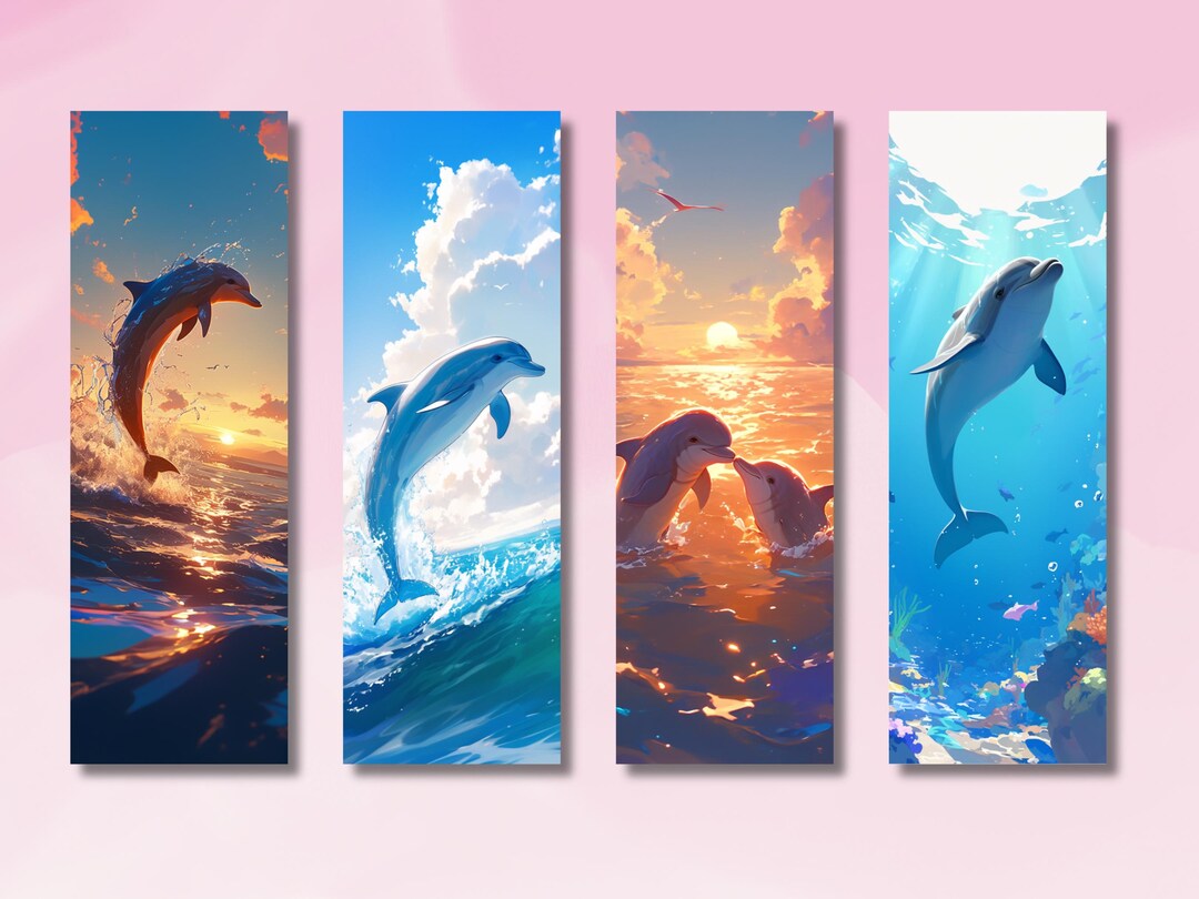 Cute Dolphin Bookmark, Cute Sea Animals Bookmark, Dolphins Bookmark ...