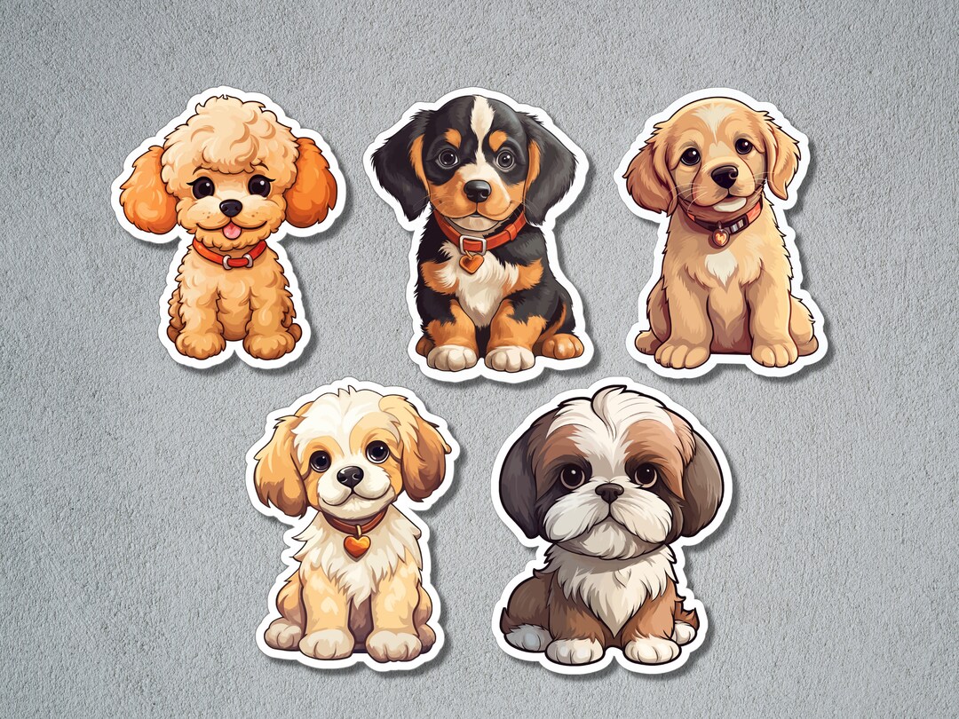 Cute Dog Sticker Set, Sticker Set, Poodle Sticker, Cute Adorable Dog ...