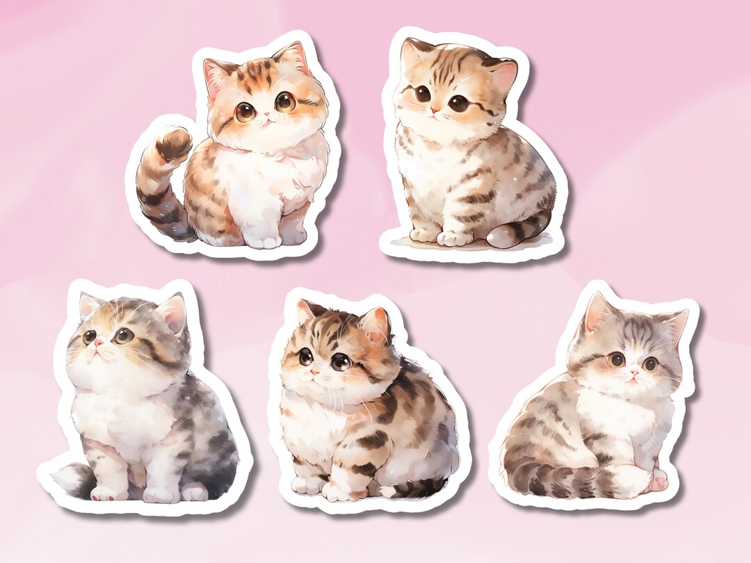 Baby Kitten Sticker, Chonky Baby Cat Sticker Set, Cute Kitty Stickers ...