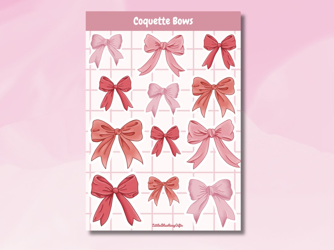 Coquette Bow Stickersheet, Cute Bow Sticker, Pastel Colored Bow, Bow ...