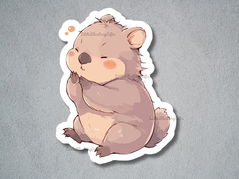 Cute Wombat Sticker, Chonky Wombat Sticker Set, Wombat With Scarf ...