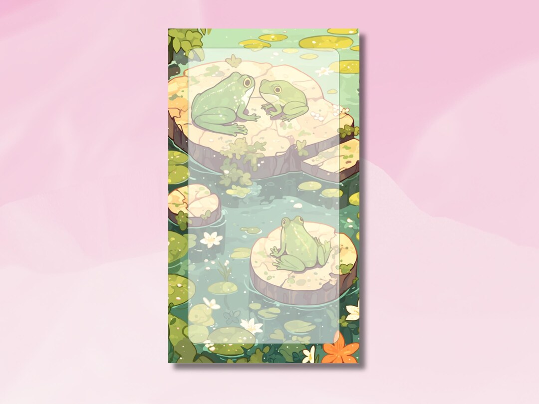 Cute Frog in Sea Roses Notepad, Frog Memopad, Notepad for Doodles and ...