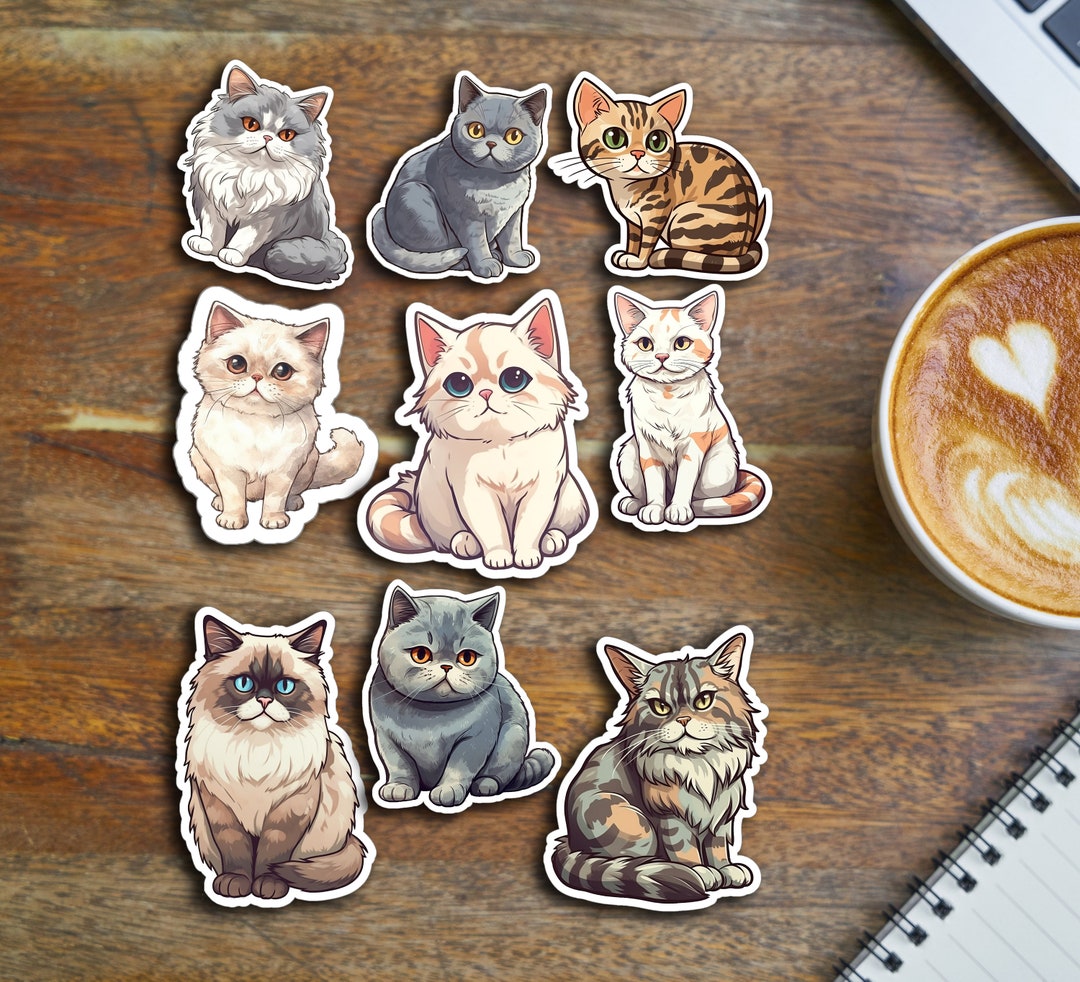 Cute Cat Sticker, Pet Stickers, Glossy Die-cut Sticker, Decorative ...