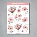 Cute Pink Flowers & Birds Stickersheet, A5 Stickersheet, Pink Bird ...