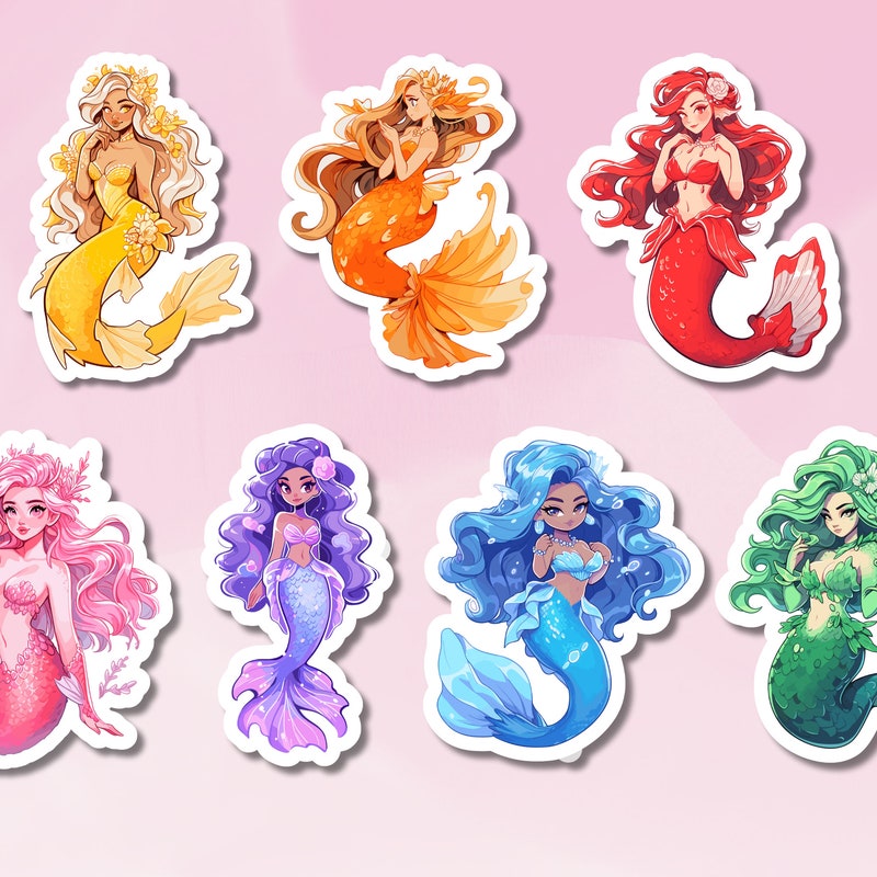 Kids Mermaid Stickers - Etsy