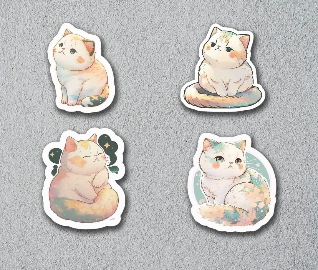 Cute Cat Sticker Set, Sticker Set, Chonky Cat, Cute Adorable Cat ...